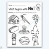 Letter N - Beginning Sound Coloring Page