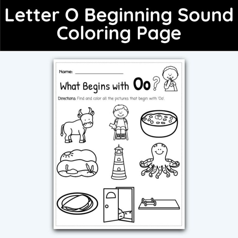 Letter O - Beginning Sound Coloring Page