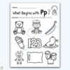 Letter P - Beginning Sound Coloring Page