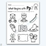 Letter P - Beginning Sound Coloring Page