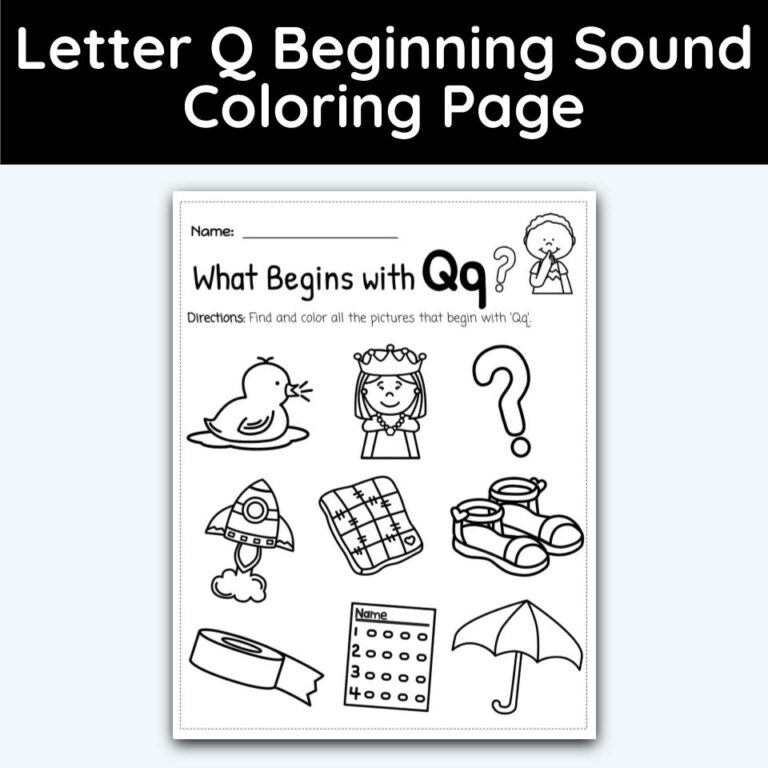 Letter Q - Beginning Sound Coloring Page