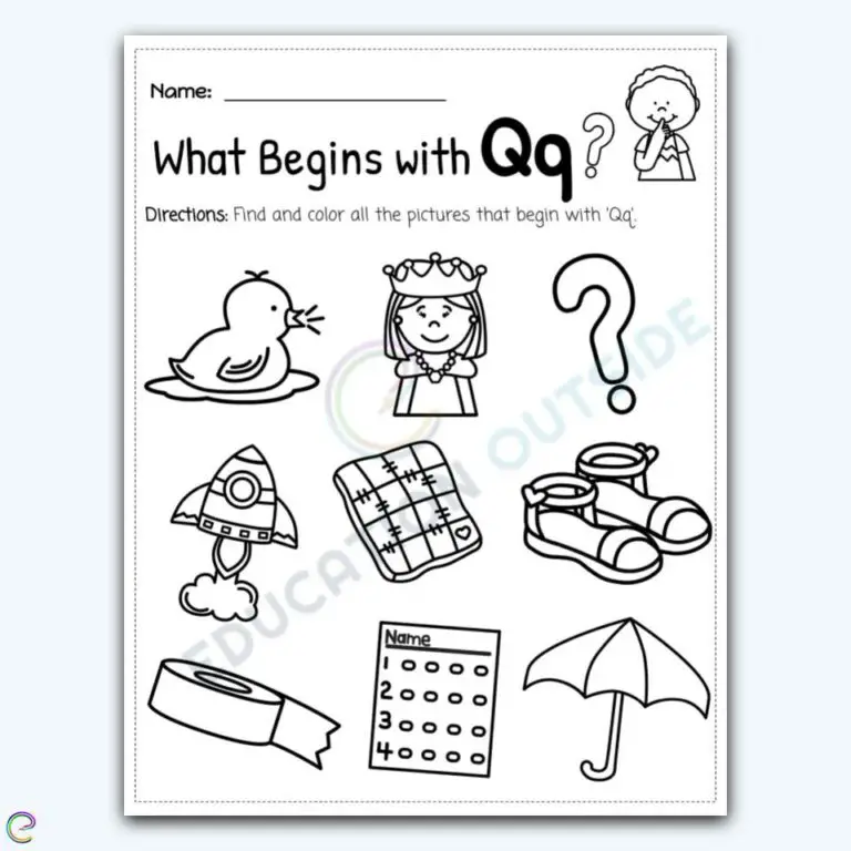 Letter Q - Beginning Sound Coloring Page