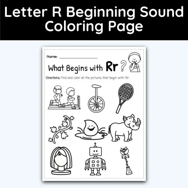 Letter R - Beginning Sound Coloring Page