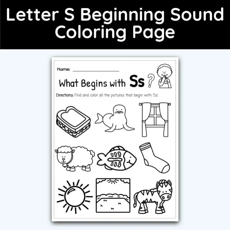Letter S - Beginning Sound Coloring Page
