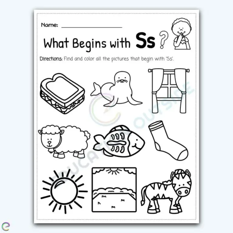 Letter S - Beginning Sound Coloring Page