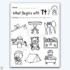 Letter T - Beginning Sound Coloring Page