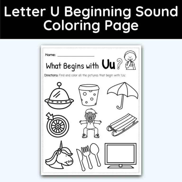 Letter U - Beginning Sound Coloring Page