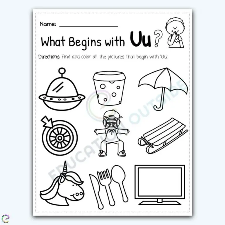 Letter U - Beginning Sound Coloring Page