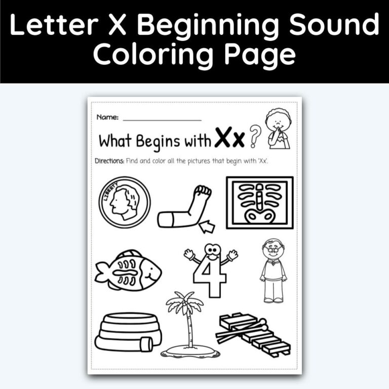 Letter X - Beginning Sound Coloring Page