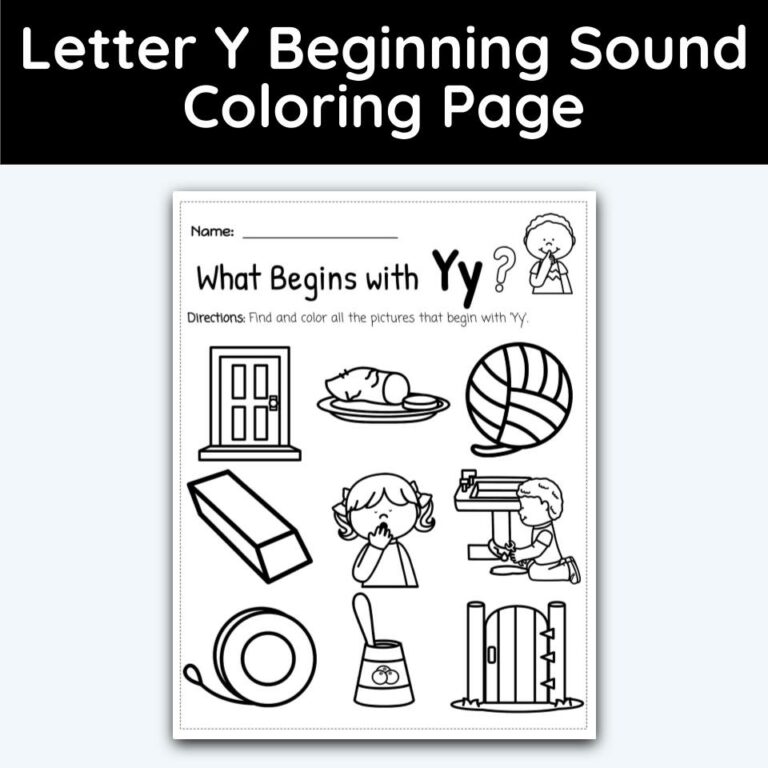 Letter Y - Beginning Sound Coloring Page