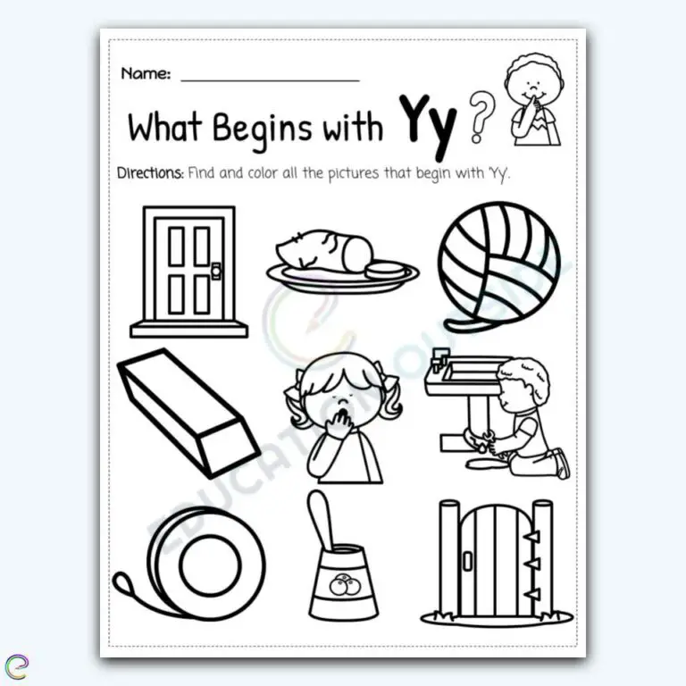 Letter Y - Beginning Sound Coloring Page