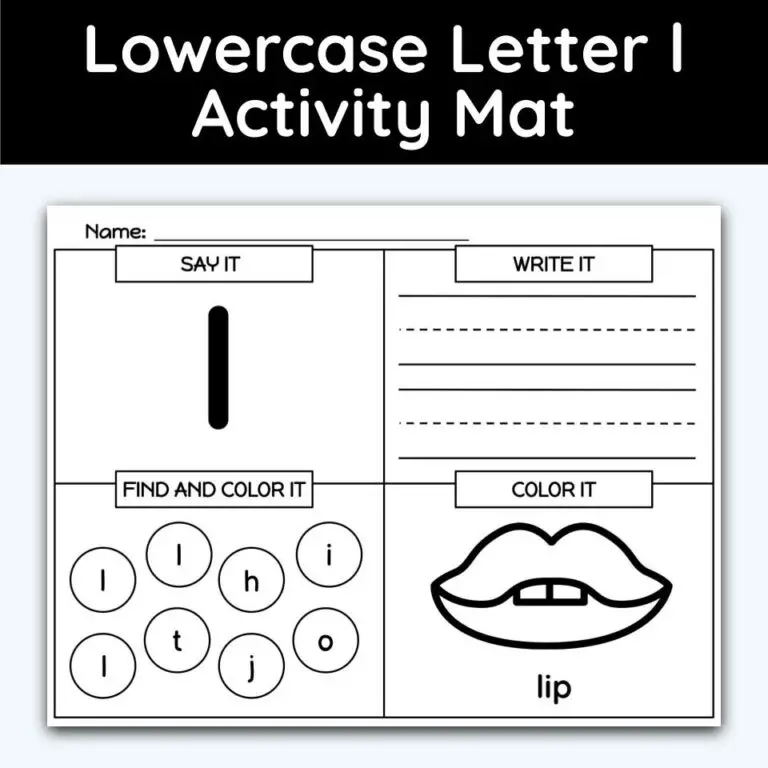 Lowercase Letter l - Alphabet Activity Mat