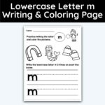 Lowercase Letter m - Writing Practice + Coloring Page