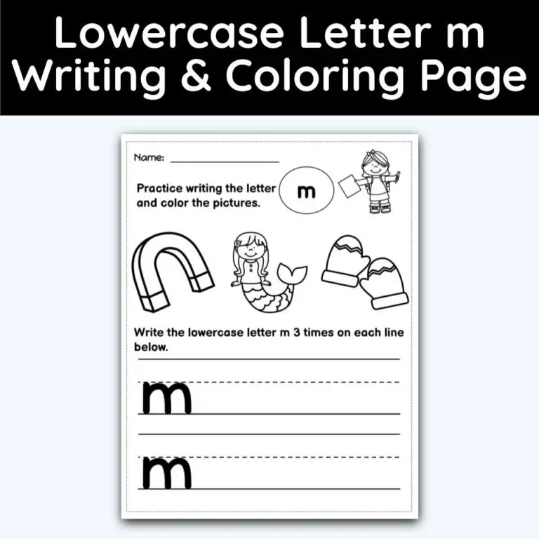 Lowercase Letter m - Writing Practice + Coloring Page