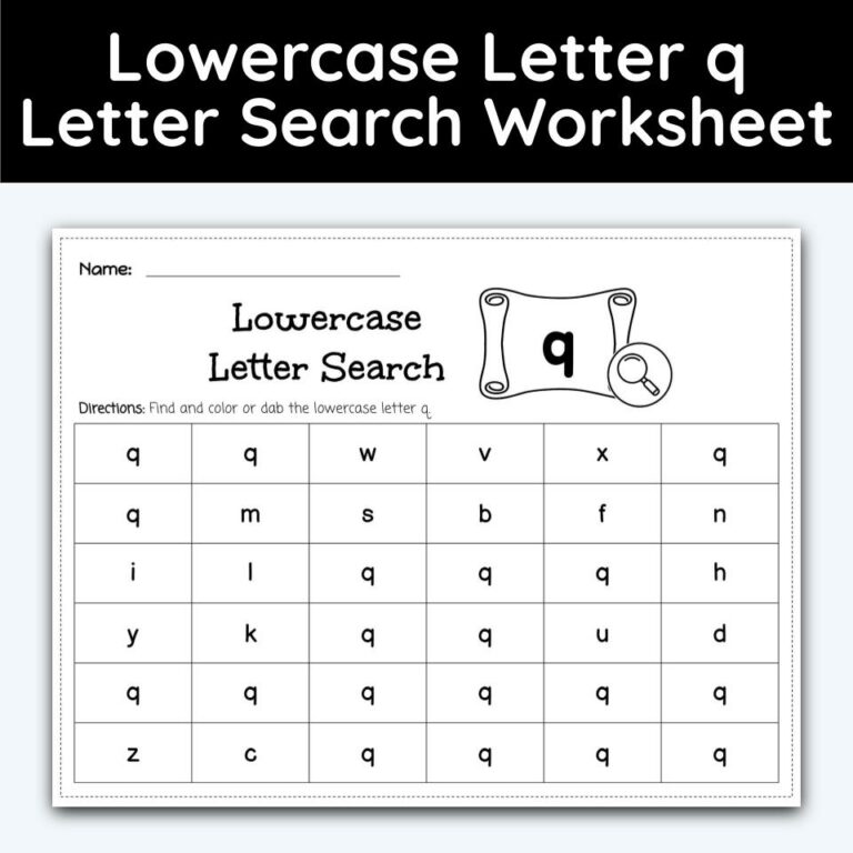 Lowercase Letter q - Single Letter Search Worksheet