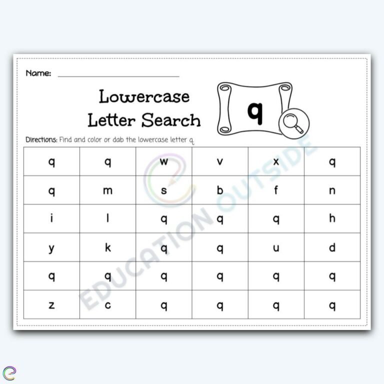 Lowercase Letter q - Single Letter Search Worksheet