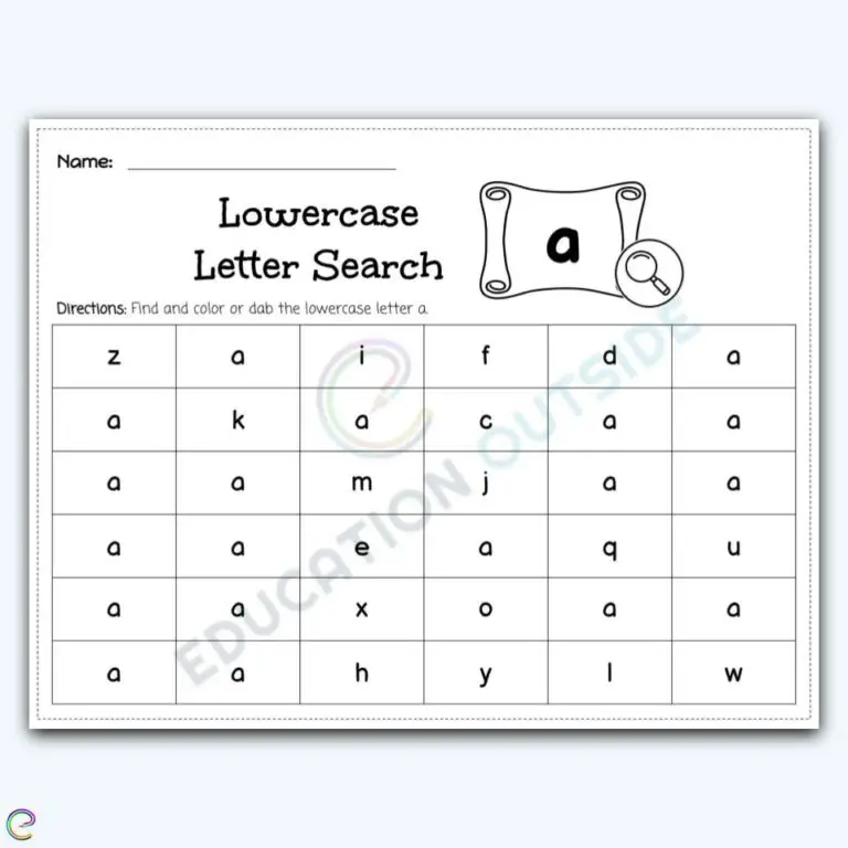 Lowercase Letter a - Single Letter Search Worksheet