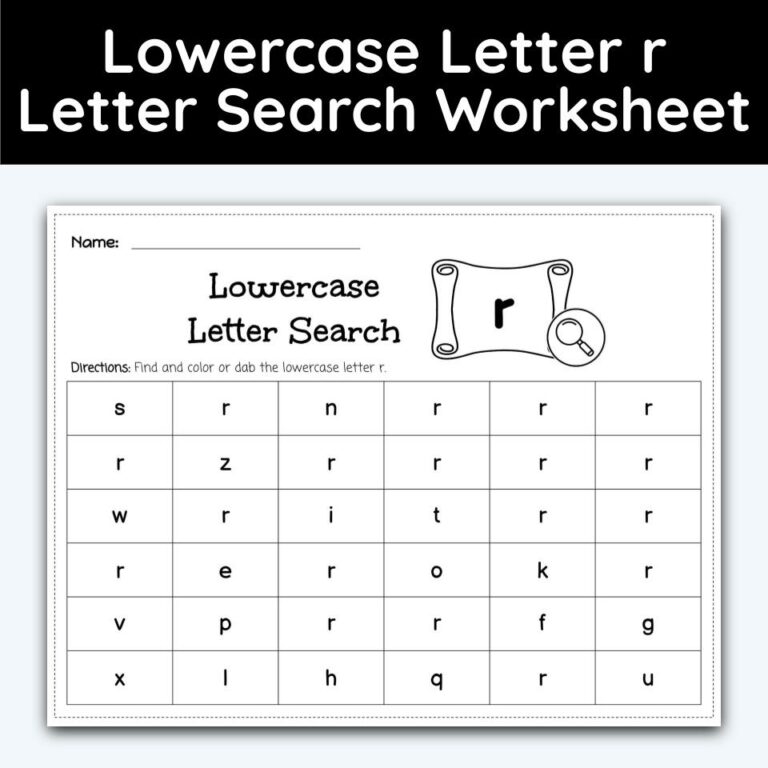 Lowercase Letter r - Single Letter Search Worksheet