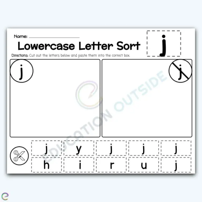 Letter J Cut and Paste Worksheets for Preschool [Printable]