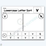 Lowercase Letter v - Cut, Paste, & Sort The Letters Worksheet