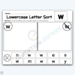 Lowercase Letter w - Cut, Paste, & Sort The Letters Worksheet