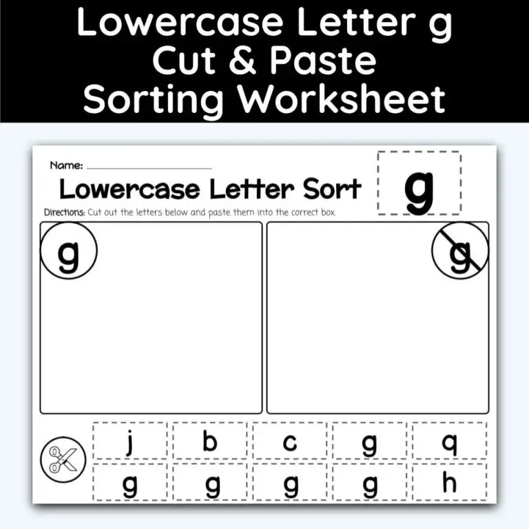 Letter G Cut and Paste Worksheets for Preschool [Printable]