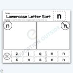 Lowercase Letter n - Cut, Paste, & Sort The Letters Worksheet