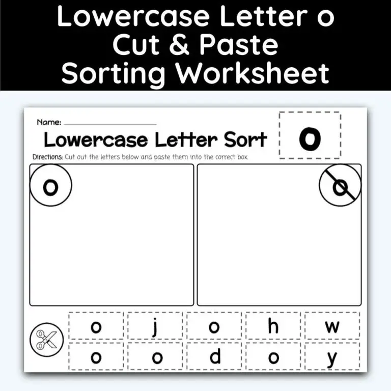 Lowercase Letter o - Cut, Paste, & Sort The Letters Worksheet