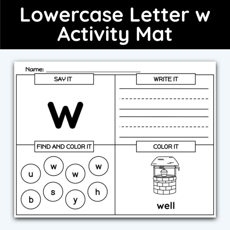 Lowercase Letter w - Alphabet Activity Mat