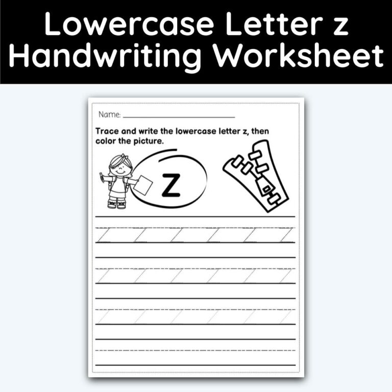 Lowercase Letter z - Tracing Worksheet - 3 Pack