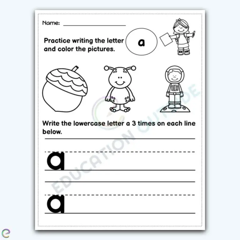 Lowercase Letter a - Writing Practice + Coloring Page