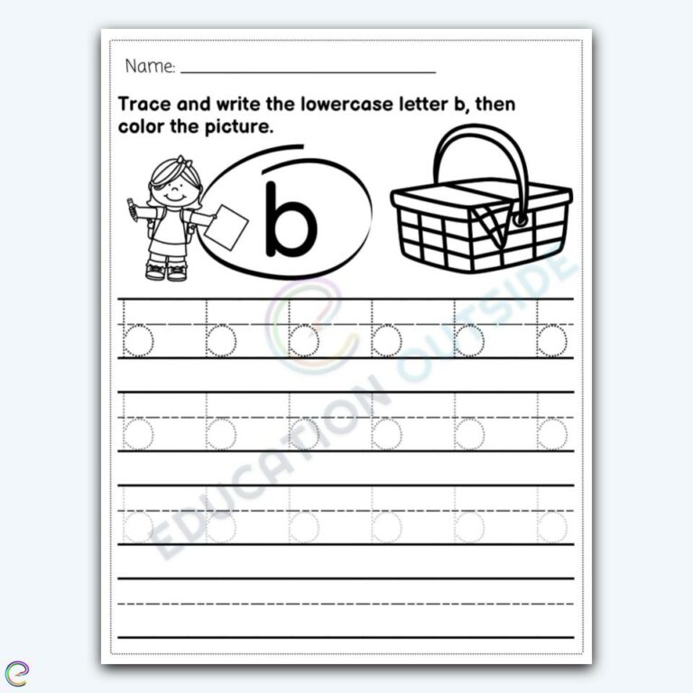 Lowercase Letter b - Tracing Worksheet - 3 Pack