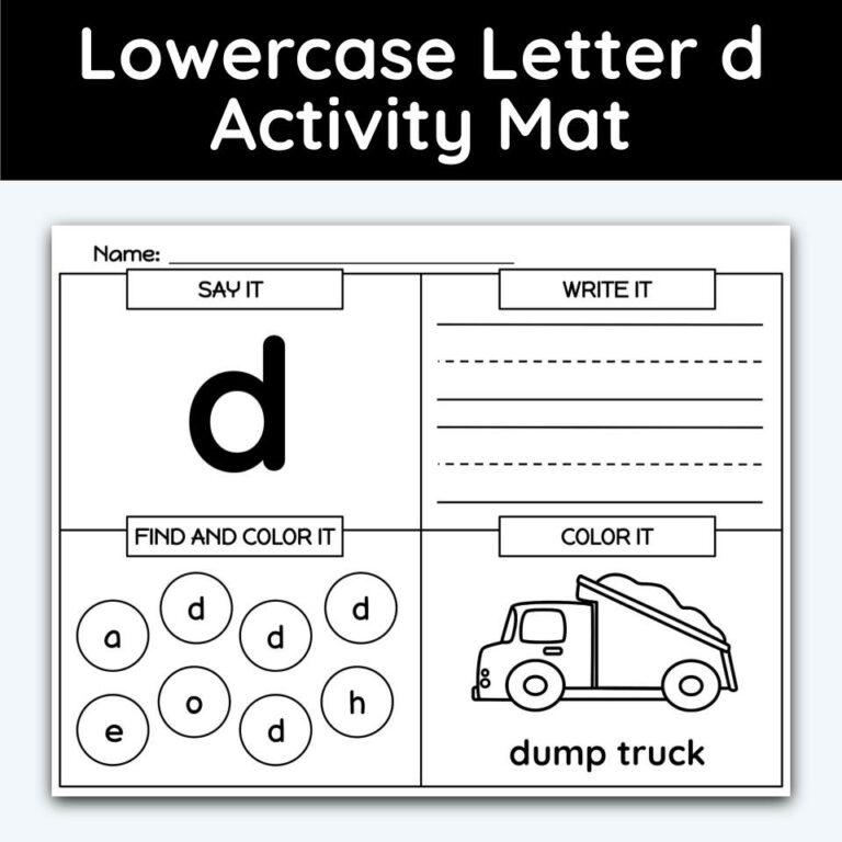 Lowercase Letter d - Alphabet Activity Mat