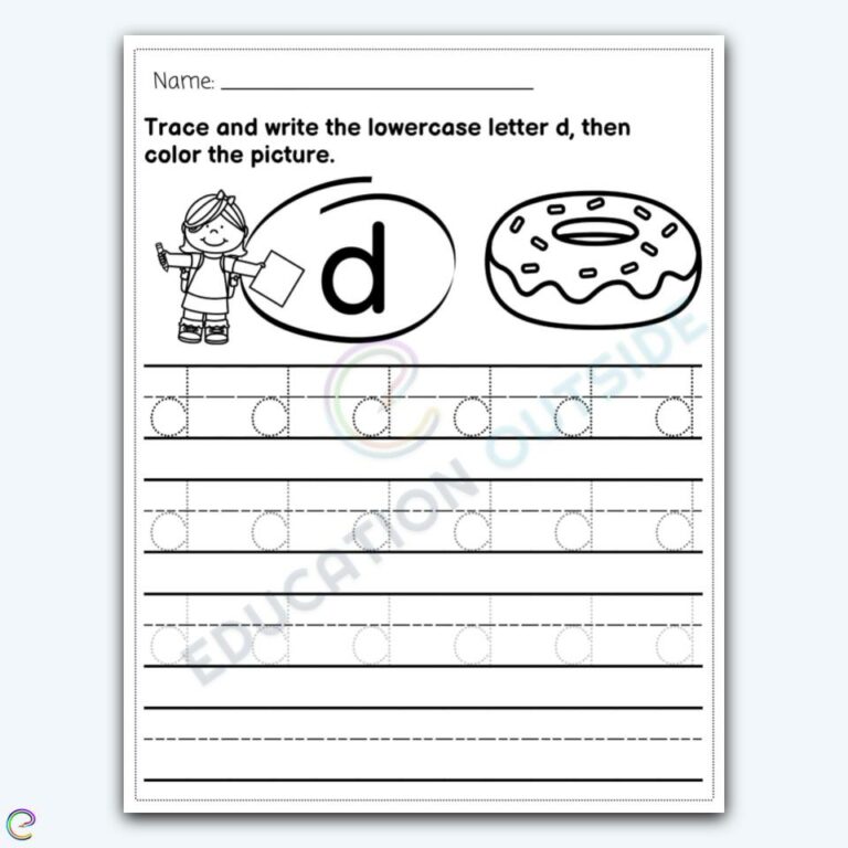 Lowercase Letter d - Tracing Worksheet - 3 Pack