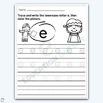 Lowercase Letter e - Tracing Worksheet - 3 Pack