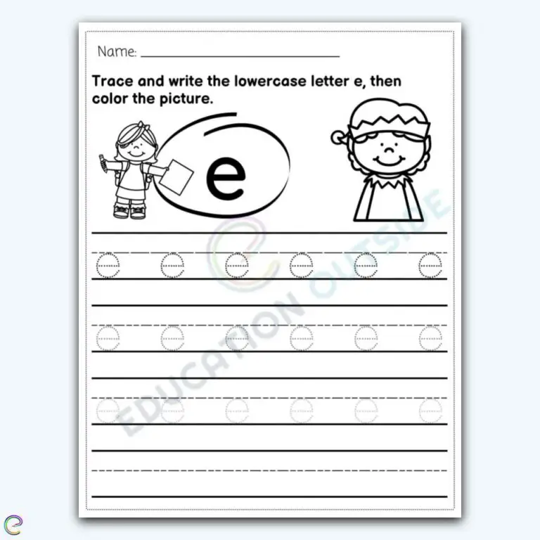 Lowercase Letter e - Tracing Worksheet - 3 Pack