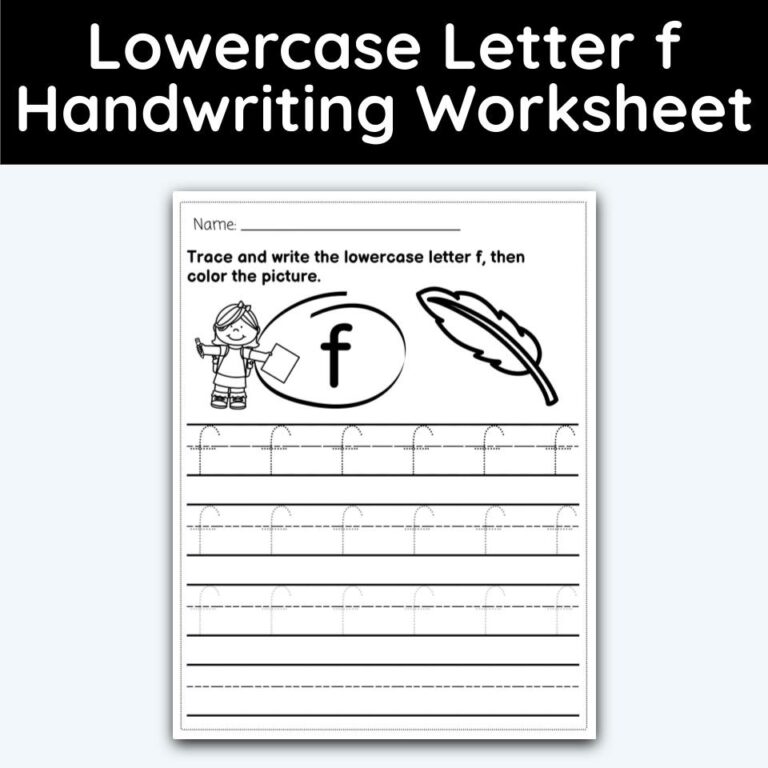 Lowercase Letter f - Tracing Worksheet - 3 Pack