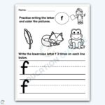 Lowercase Letter f - Writing Practice + Coloring Page