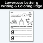 Lowercase Letter g - Writing Practice + Coloring Page