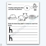 Lowercase Letter h - Writing Practice + Coloring Page