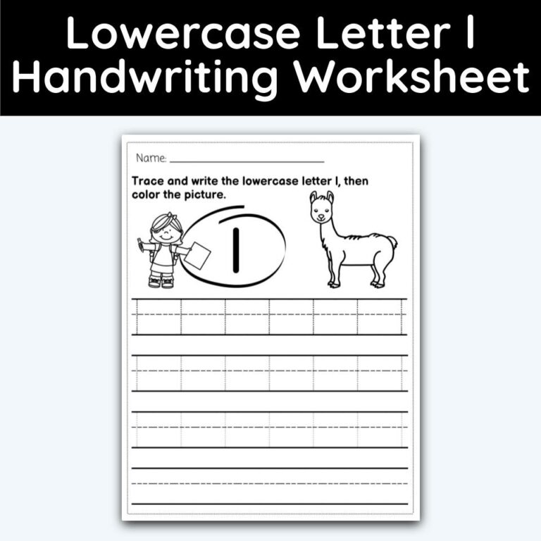 Lowercase Letter l - Tracing Worksheet - 3 Pack