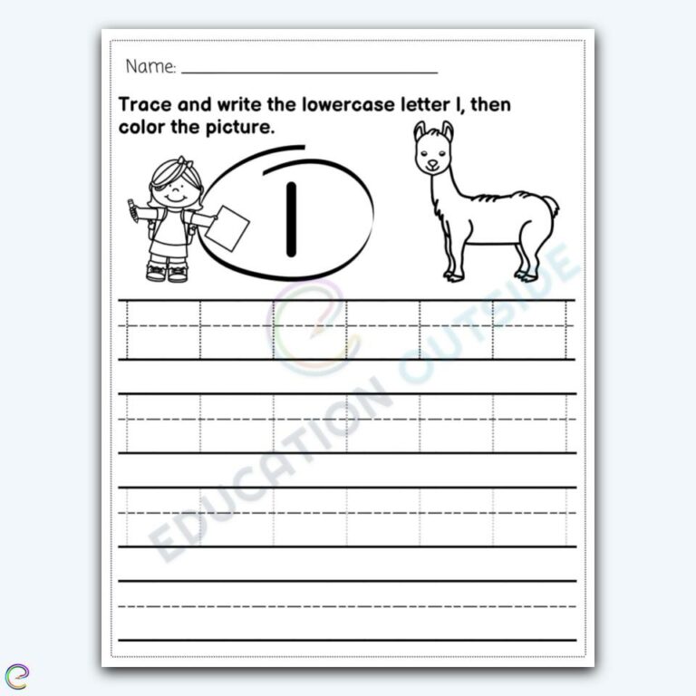 Lowercase Letter l - Tracing Worksheet - 3 Pack