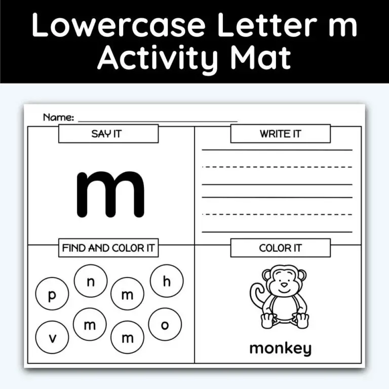 Lowercase Letter m - Alphabet Activity Mat