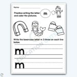 Lowercase Letter m - Writing Practice + Coloring Page