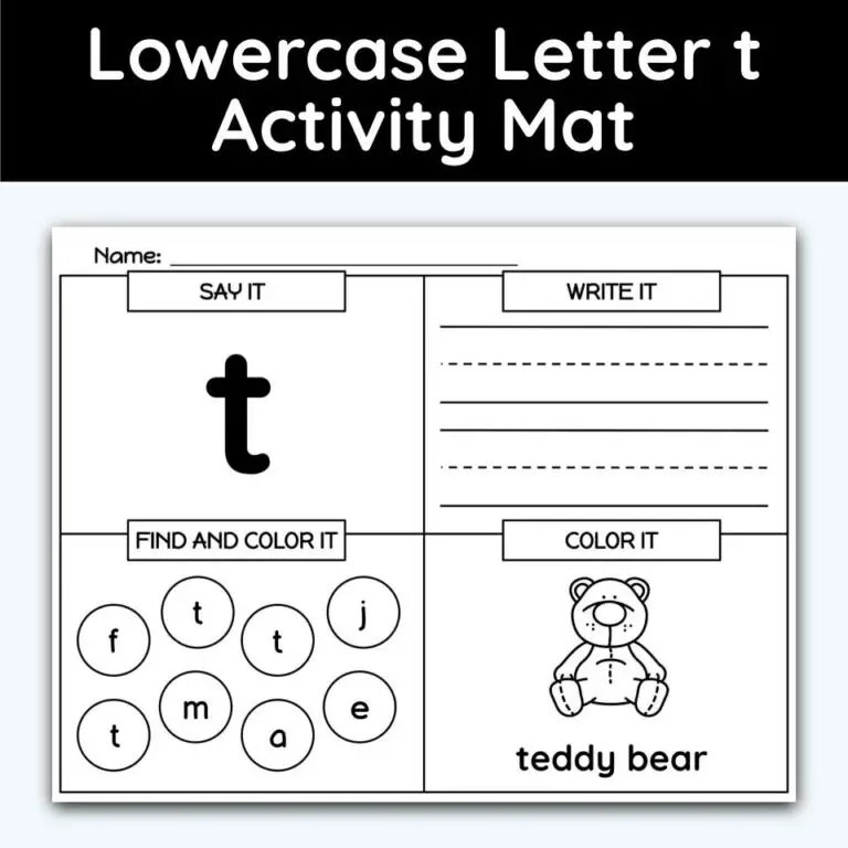 Lowercase Letter t - Alphabet Activity Mat