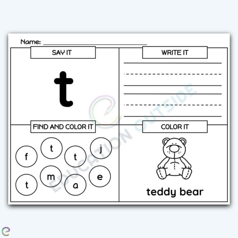 Lowercase Letter t - Alphabet Activity Mat