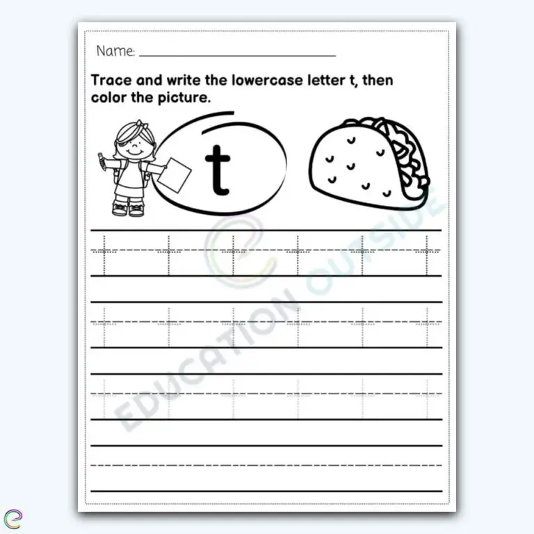 Lowercase Letter t - Tracing Worksheet - 3 Pack