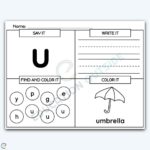 Lowercase Letter u - Alphabet Activity Mat