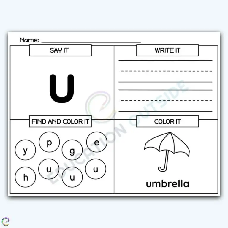 Lowercase Letter u - Alphabet Activity Mat