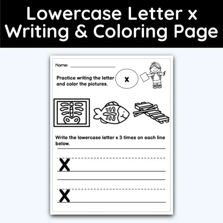 Lowercase Letter x - Writing Practice + Coloring Page